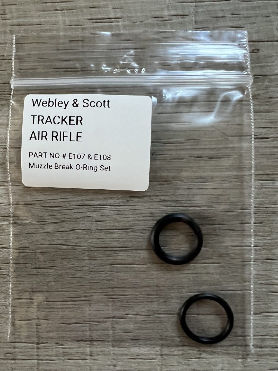 WEBLEY & SCOTT – WEBLEY TRACKER, AIR RIFLE Part No # E108/E107, O-RING ...