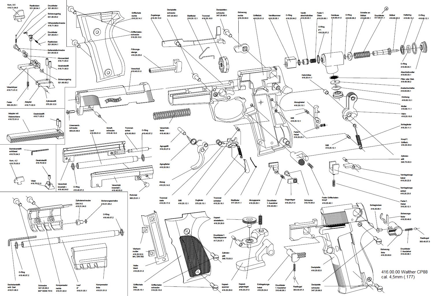 A-SCHEMATIC-UMAREX – WALTHER CP88, AIR PISTOL, Model [416.00.00] – Gun ...