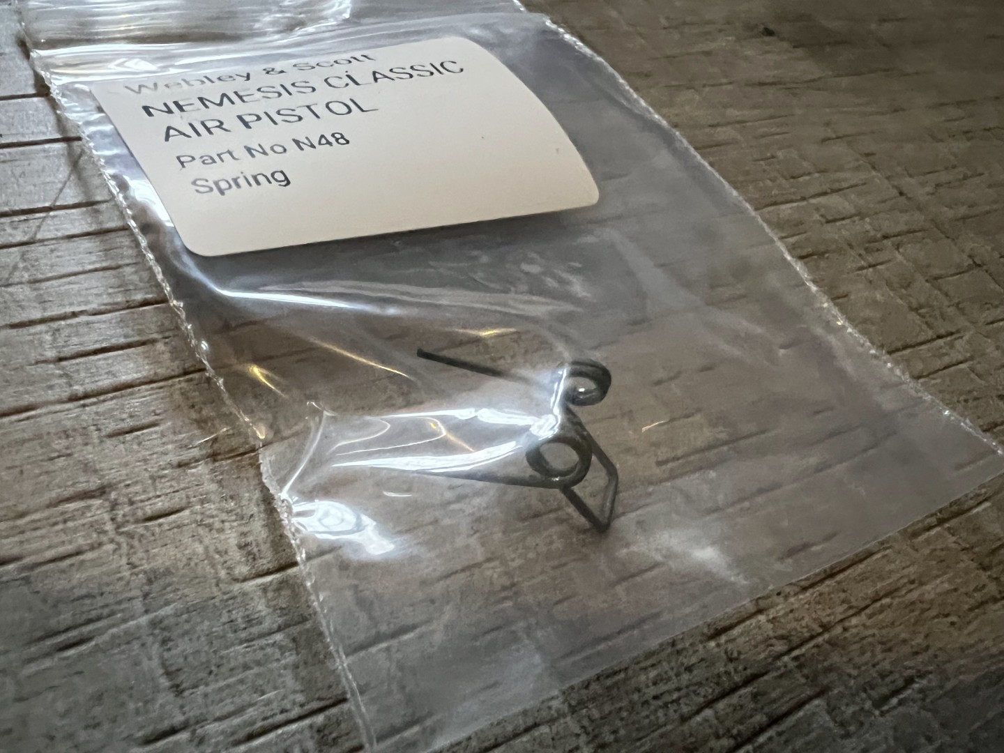 WEBLEY & SCOTT – NEMESIS CLASSIC, AIR PISTOL Part No # N48, SPRING ...
